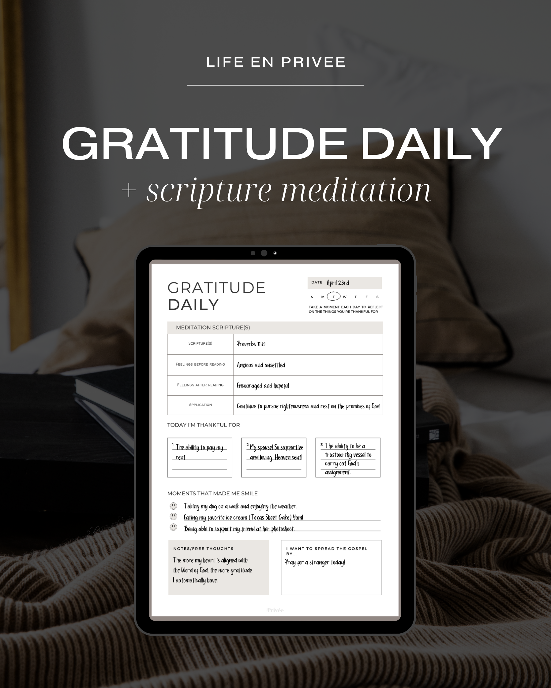 FREE Printable + Digital Daily Gratitude Worksheet – Lifeenprivee